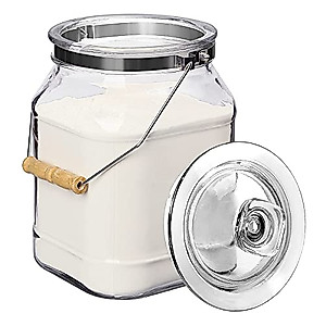 Daitouge 1.3 Gallon Wide Mouth Glass Jars with Lids, Heavy Duty Glass Canisters with Lids, Canning Jars with Removable & Rotatable Wooden Handle, 1 Pack