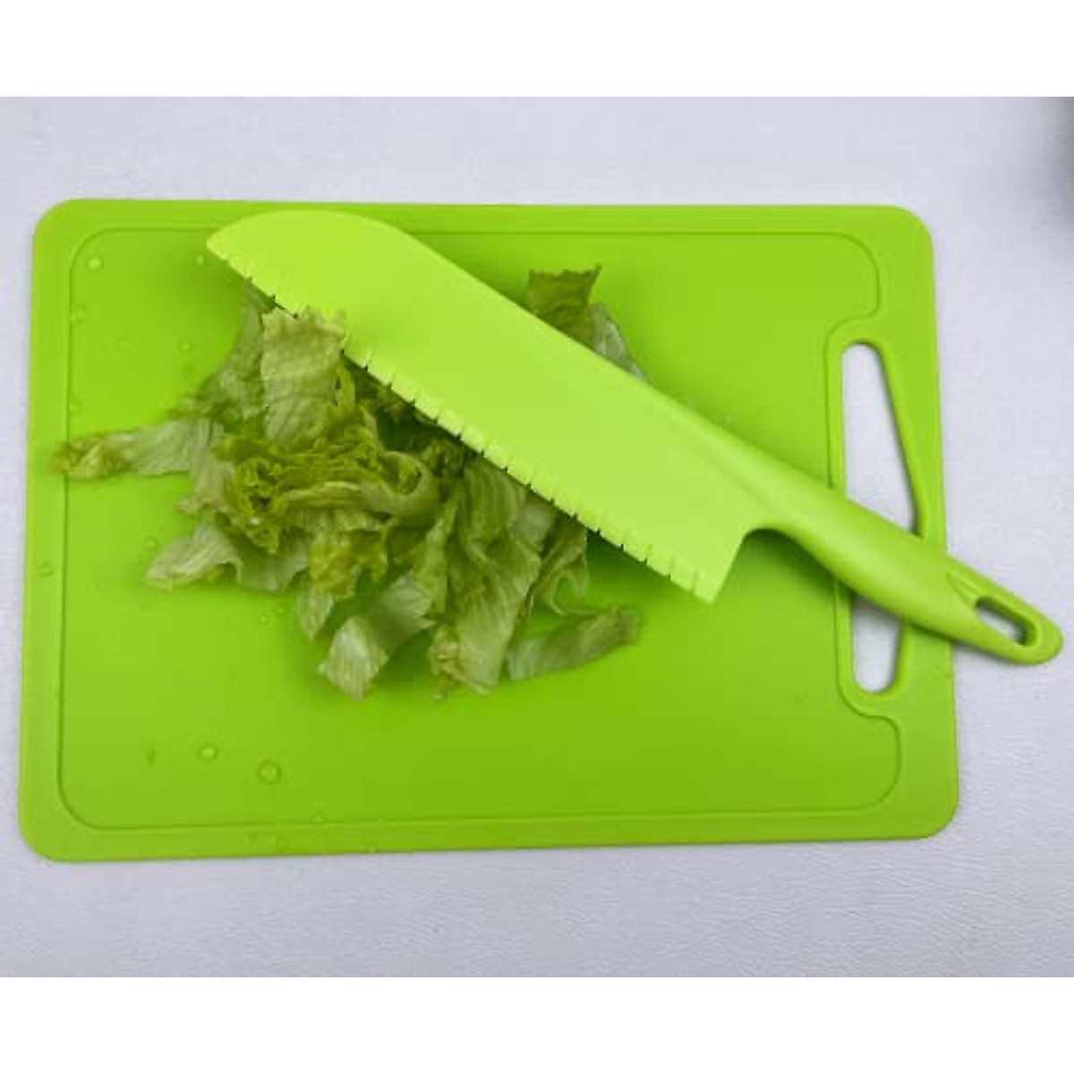 jawbush Professional Lettuce Knife, 11" Serrated Salad Knife for Veggies, Fruit, Bread, Cake, Salad, Plastic Kitchen Nylon Knife for Cooking and Cutting to Prevent Browning, Warm Xmas Gift, Green