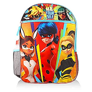 Miraculous Ladybug Backpack and Lunch Box Set - Bundle with Miraculous Ladybug School Bag, Insulated Lunch Bag, Water Bottle, and More (Miraculous Ladybug School Supplies)