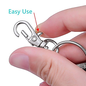 IPXEAD 120PCS Premium Swivel Lanyard Snap Hook with Key Rings, Metal Hooks Keychain Hooks for Lanyard Key Rings Crafting(Silver)
