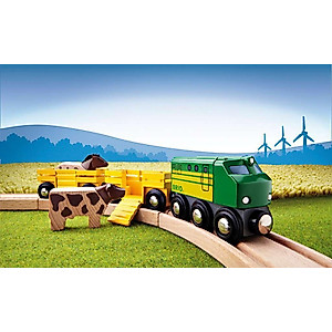 BRIO World 33404 - Farm Train | 5-Piece Wooden Toy Train Set for Kids | Ideal for Ages 3 & Up | Certified Sustainable Materials