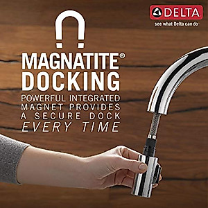 Delta Faucet Monrovia Matte Black Kitchen Faucet Black, Kitchen Faucets with Pull Down Sprayer, Kitchen Sink Faucet, Faucet for Kitchen Sink, Magnetic Docking Spray Head, Matte Black 9191-BL-DST