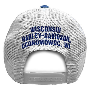 Harley-Davidson Men's #1 RWB Logo Snapback Colorblocked Mesh Trucker Hat Blue