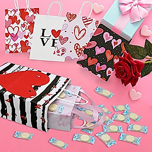 Tuzuaol 12 Pack Valentines Day Gift Bag with Tissue Paper for Kids Valentines Paper Goodie Bags with Handle for Wrapped Gifts Party Supplies