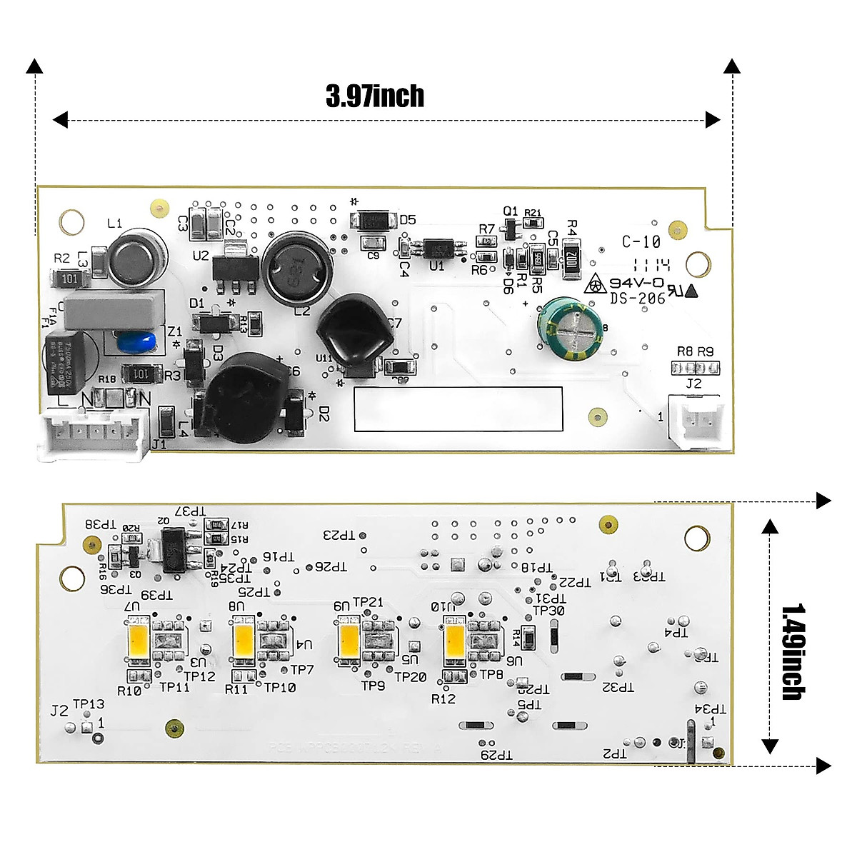 W10515058 Main LED Light and Driver Fit for Whirlpool Kenmore Maytag Kitchenaid, Only PCD Board, Replacement WPW10515058, PS11755867, W10522611, 3021142, W10465957, AP6022534