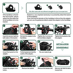 ANZOME Upgraded Dog Carrier Bike Basket, Detachable Handlebar Front Basket with Reflective Stripes and Adjustable Dog Seatbelts for Safe Night Riding and Convenient Detachable Use