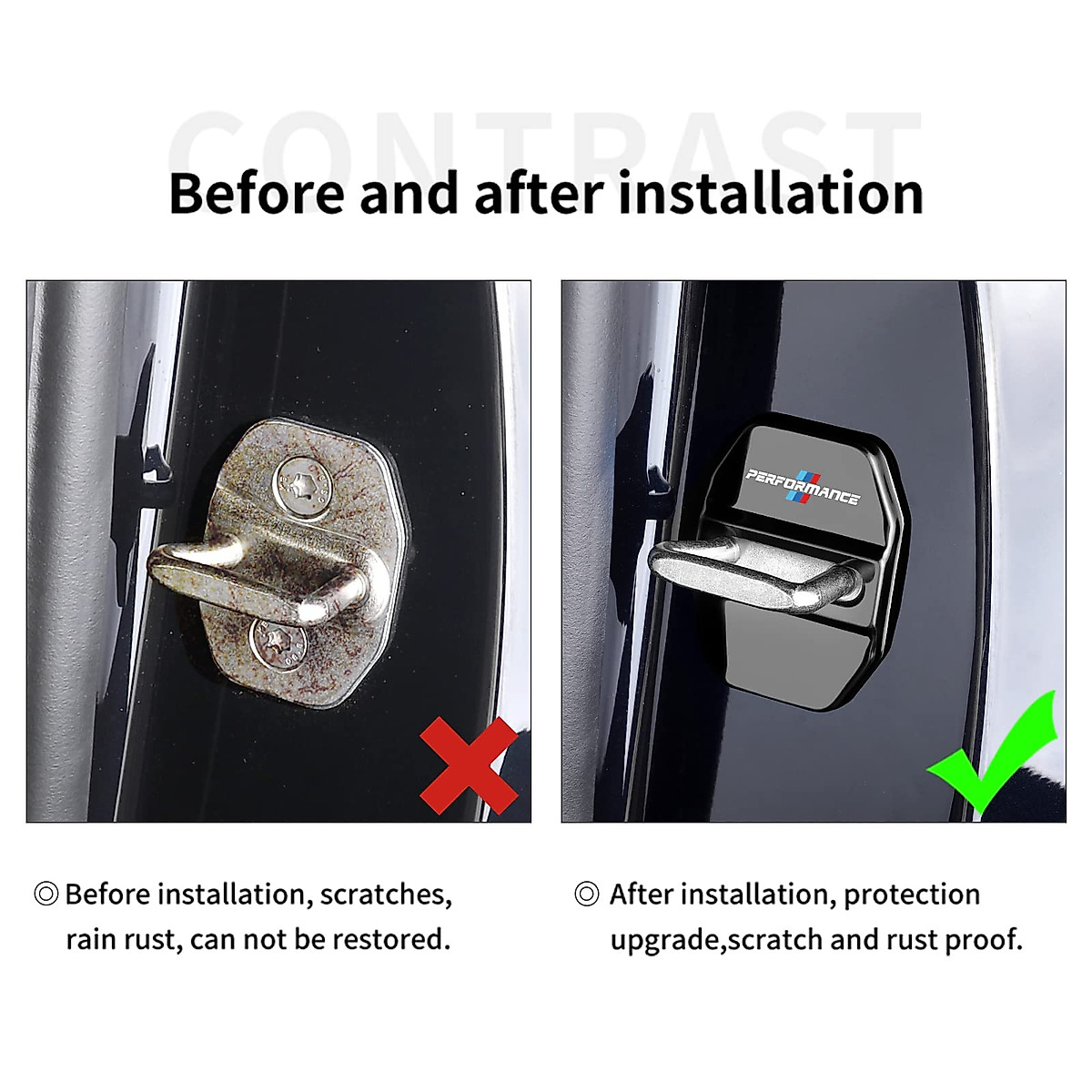Speechn Car Door Lock Latches Cover Protector Replacement for BMW Car Accessories 1 2 5 6 7Series X1 X3 X5 X6 F15 F20 F45 G01 G02 G20 G30（4Pcs Black