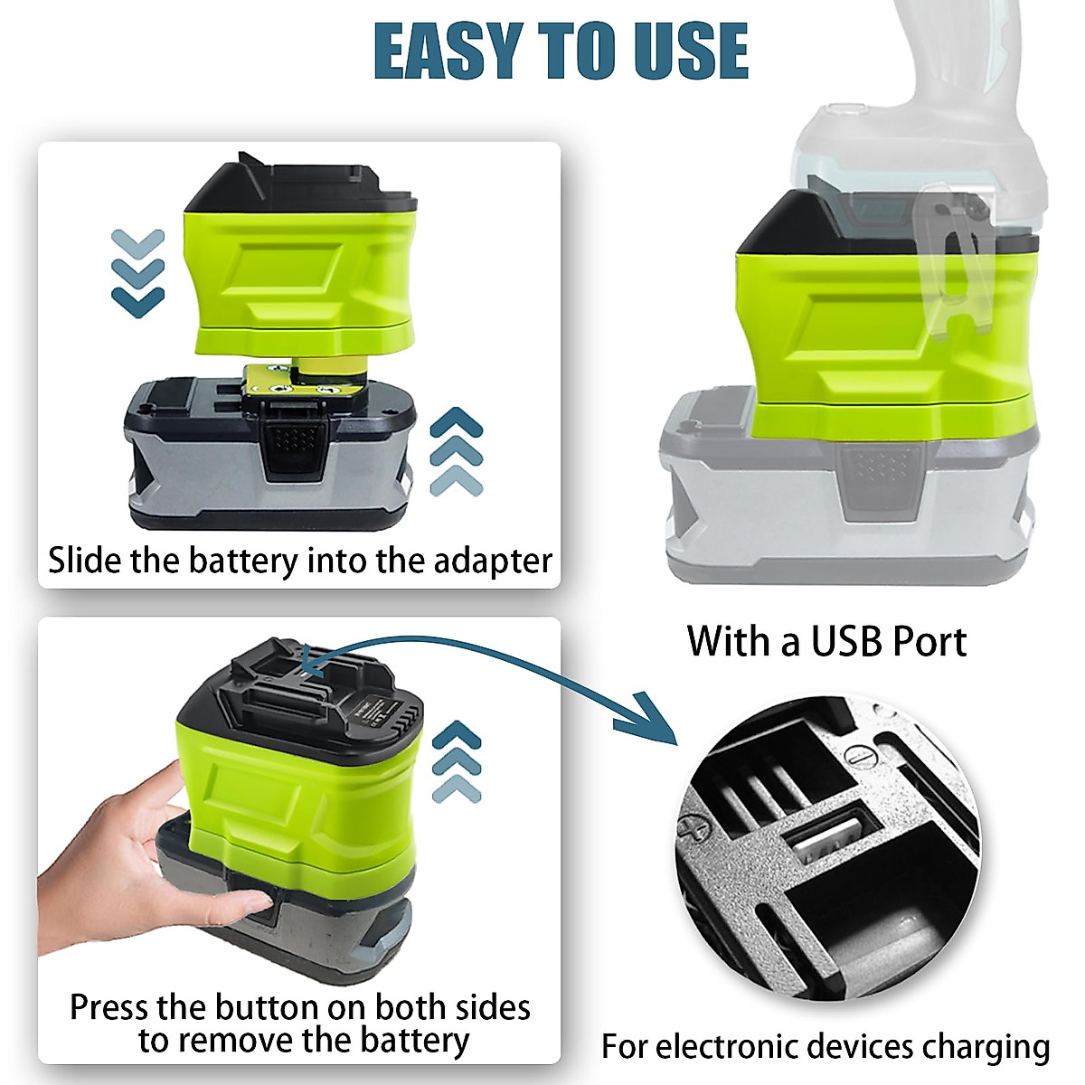 TPDL Adapter Fit for Ryobi Battery Convert for Makita 18V Tool Use, for Ryobi 18-Volt HP High Capacity PBP2005 P194 P193 Lithium-ion Battery to MAK