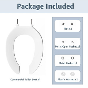 Commercial Toilet Seat Front Open, Toilet Seat Public 18.5 Inch Elongated Toilet Seat for Church, School, Hospital, Office,Heavy Duty Toilet Lid Common(White)