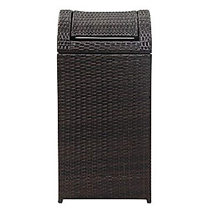 Safavieh PAT2511A Collection Bishop Outdoor Brown Wicker 18 Gallon Trash Bin