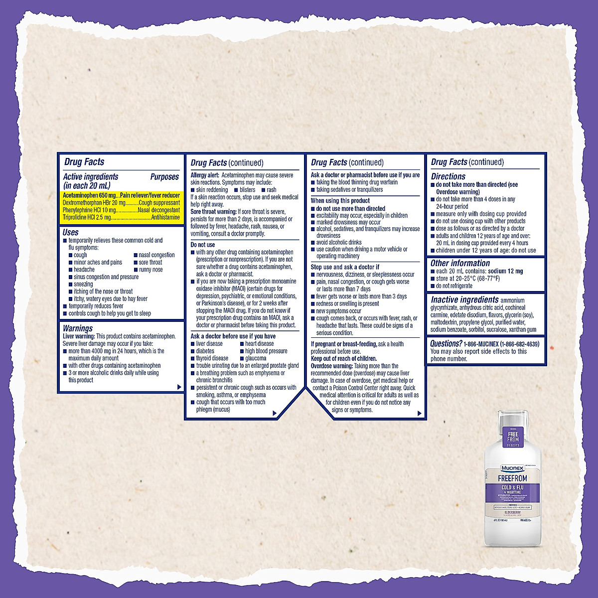 Mucinex FreeFrom Cold & Flu Nighttime, Multi-Symptom Relief, Cherry, 6 Fl Oz