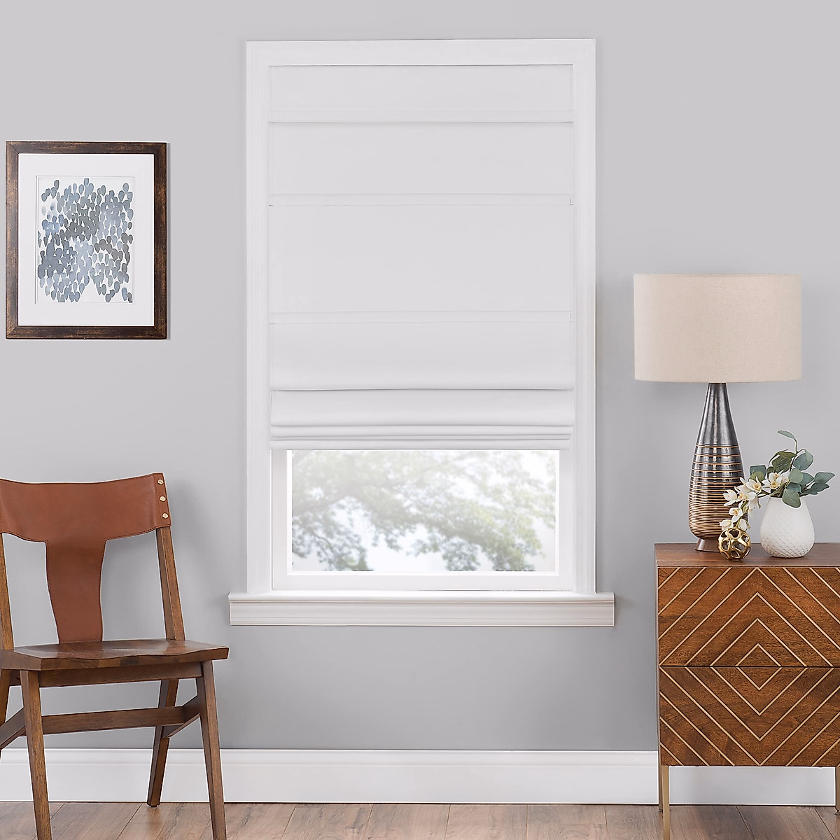 Cordless Roman Shades for Windows - 29 Inch Width x 64 Inch Length (White) - Blackout Polyester Window Privacy Blinds for Bedroom, Kitchen & Dining Room by Achim Home Décor