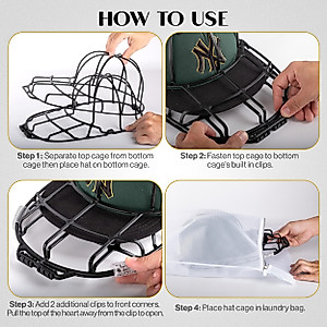 MANDARELLA HOME 3 Pack with Clips & Laundry Bag, Hat Washing Cage, Baseball Hat Washer for Washing Machine and Dishwasher, Baseball Cap Washer, Hat Washer Cage Fits Adult Teen & Kid Hats