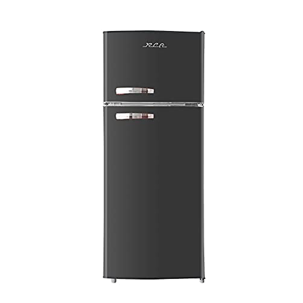 RCA RFR786-BLACK 2 Door Apartment Size Refrigerator with Freezer, 7.5 cu. ft, Retro Black