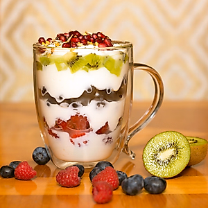 Backyard Bum EXTRA LARGE 20 ounce Premium Coffee Mugs for Men and Women | Double Wall, 20 oz. Insulated Mugs, Set of 2 | Latte, Tea, Cappuccino | Clear Glass Mugs with Handle PLUS Recipe Ebook