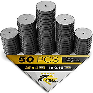 X-bet MAGNET 50 pcs Craft Magnets! Alnico Magnets 1 Inch (25mm) - Round Disc Magnets for DIY, Craft Hobbies, Science & School Projects – Bulk lot of Tiny Ceramic Magnets