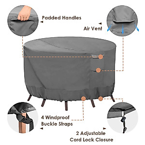 Vailge Round Patio Furniture Covers, 100% Waterproof Outdoor Table Chair Set Covers, Anti-Fading Cover for Outdoor Furniture Set, UV Resistant, 72"DIAx28"H, Grey