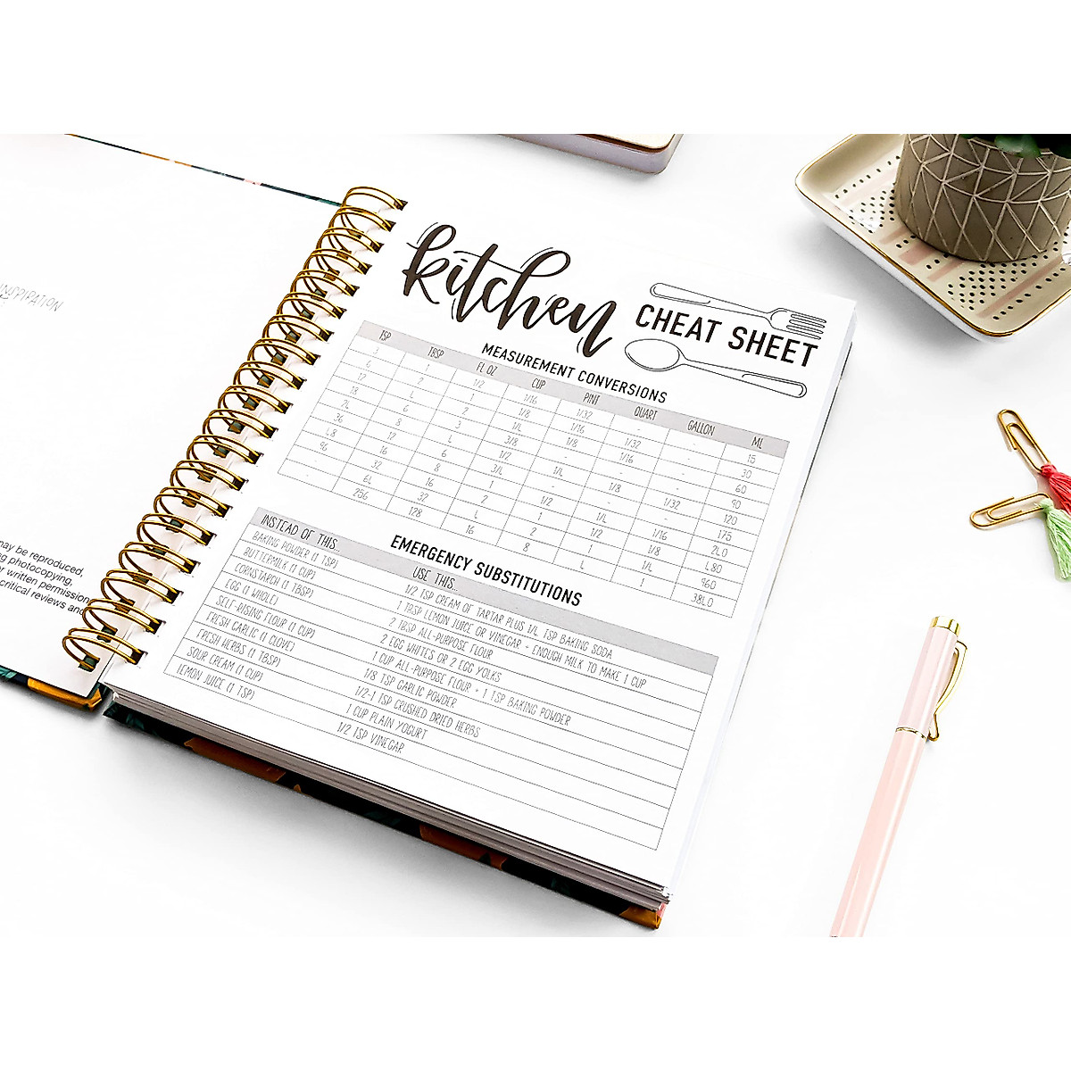 Recipe Book to Write in your Own Recipes - A Blank Recipe Journal, Family Cookbook, & DIY Organizer - Heirloom Quality Keepsake, Durable Hardcover Recipe Book with Gold Spiral Binder