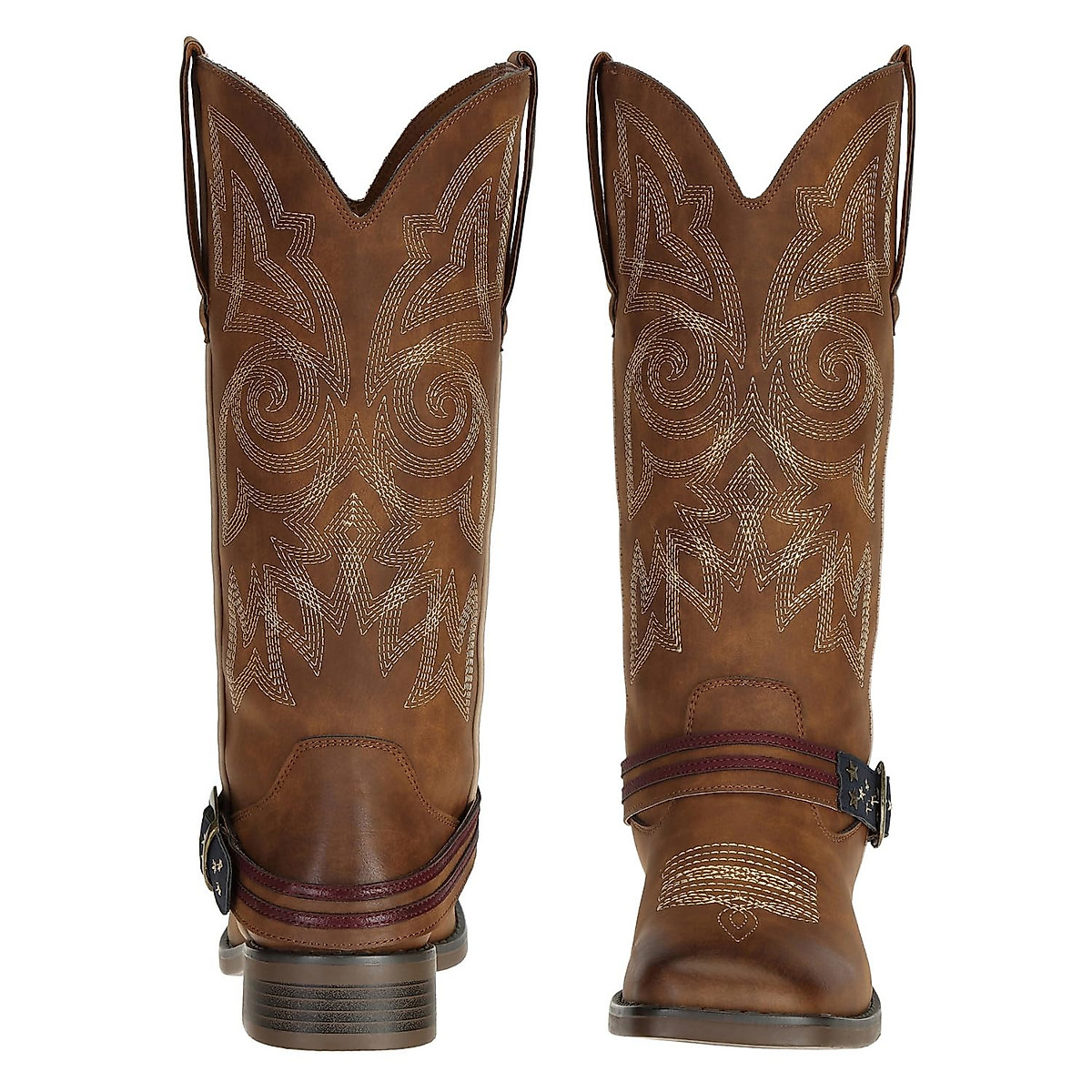 J's.o.l.e Women's Fashion Western Cowgirl Cowboy Boots Wide Square Toe Mid Calf US Size 9.5