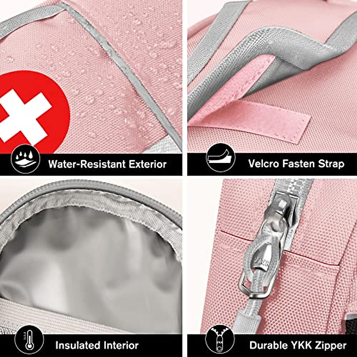 SITHON Insulated Medicine Carrying Case Bag - Small Travel Medication Organizer Emergency Medical Pouch Holds Auvi Q, Nasal Spray, Allergy Meds, Asthma Inhaler Case for Small EpiPens, Pink