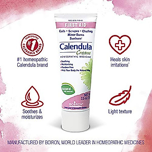 Boiron Calendula Cream for First Aid, Minor Burns, Cuts, Scrapes, Insect Bits and Sunburn - 2.5 oz