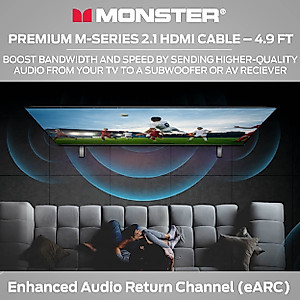 Monster M-Series 3000 Certified Premium 8K High Speed - 2.1, 4K 120Hz , 48 Gbps- HDMI Cables for Apple TV, Roku, Smart TV, Laptop, Montior - 4.9 ft