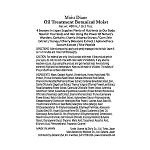 MOIST DIANE Hair Treatment with Pump for Women & Men, Natural Organic Japanese Hair Conditioner, Sulfate & Silicon Free Hydrating & Moisturizing Haircare Products, Botanical Moist 16.9 Fl Oz/500mL