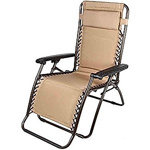 XZGDEN Lightweight Mahanz Sun Lounger Camping Chairs Zero Gravity Lounge Chair with Pillow Adjustable Folding Recliner Outdoor Patio Chair Brown
