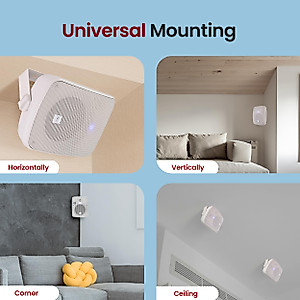 Pyle Indoor Outdoor Wireless Bluetooth Speaker System-2-Way Active/Passive Pair - 5.25in, LED Lights,600Watt Peak Power,Weatherproof,Wall/Ceiling Mounted Speakers w/Metal Grill, Universal Mount-White