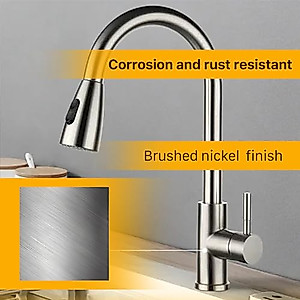 Generic Kitchen Faucet with Extendable Sprayer, Single Handle Hot and Cold Water Kitchen Faucet, Stainless Steel Faucet, Three Use Modes Faucets, Brushed Finish