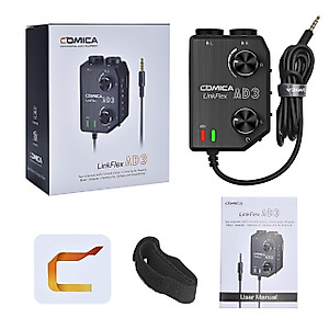 Comica LINKFLEX.AD3 2-Channel XLR/3.5mm/6.35mm Microphone Audio Mixer Preamp with Phantom Power, Guitar Audio Interface Microphone for DSLR Cameras Camcorders iPhone iPad Mac and Android Smartphones