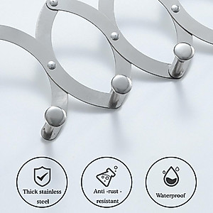 DAMLUX Over The Door Hooks,Adjustable Foldable Door Hook Hanger,Stainless Steel Telescopic Folding Expandable Door Rack,Coat Hat Storage Organizer Key Holder for Home