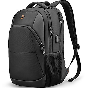 Swissdigital Pixel Travel Laptop Backpack-Laptops Backpack with USB Charging Port Smart Bag with RFID for Men & Women School Computer Bags Fits 15.6" Laptop and Notebook, Black SD-857