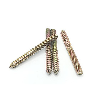 Haozheng Hanger Bolt M8x75 Double Headed Bolt Self-Tapping Screw for Furniture 15Pcs,Bronze