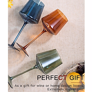 Colored Wine Glasses Set of 6-18oz Multi Colored Square Wine Glasses with Tall Long Stems and Flat Bottom,Crystal Colorful Wine Glasses-Unique Gifts for Wine Lovers,Wedding,Engagement Gifts