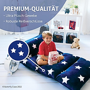 Butterfly Craze Floor Pillow Case, Mattress Bed Lounger Cover, Star Navy, Queen Size - Cozy Seating Solution for Kids & Adults, Recliner Cushion, Perfect for Reading, TV Time (Pillow Not Included)