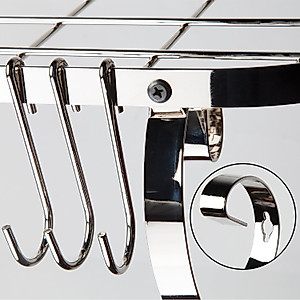 Vdomus Hanging Pot Rack Organizer, Wall Mounted Kitchen Pan Organizer Pots and Pan Storage with 10 Hooks, Kitchen cookware Storage Organizer, 24 by 10-inch (Sliver)