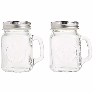 Circleware Mason Jar Rooster Mug Salt and Pepper Shakers, 5 oz, Clear