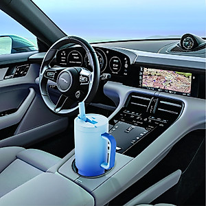 Meoky 32 oz Tumbler with Handle and Flip Straw, 100% Leakproof Tumbler with Lid and Straw, Stainless Steel Insulated Cup, Cupholder Friendly, Keeps Cold for 24 Hours (Sky)