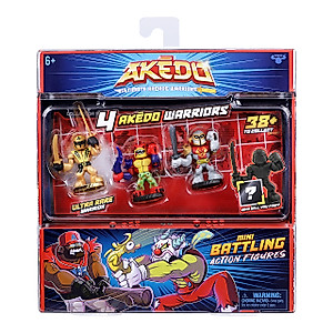 Akedo Ultimate Arcade Warriors - Warrior Collector 4 Pack - 3 Mini Battling Action Figures: Sunshadow, Tailwhip & Prideheart and one Hidden Mini Battling Action Figure!, Multicolor (14247)