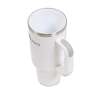 YOGI Ceramic Lined Tumbler with Handle and Straw Lid, Stainless Steel Travel Mug & Water Tumbler, Vacuum Sealed Cup with Handle - 40oz Arctic White