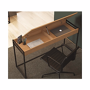Casabianca Furniture Noa Office Desk in Birch Melamine with Black Metal Painted Frame.