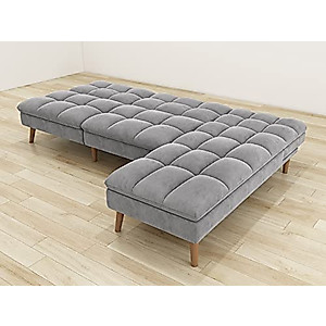 Gold Sparrow Bovey Convertible Sofa Bed Sectional, Fog