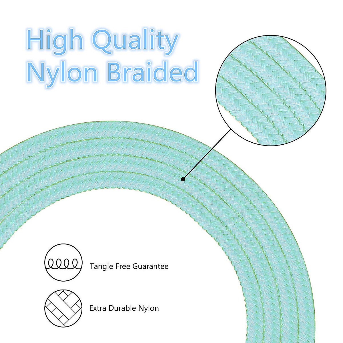 sharllen iPhone Charger Cables iPhone Cords 5 Pack 3/3/6/6/10FT Nylon Braided iPhone Lightning Cable Fast USB Charging Cable Long Cord Compatible iPhone11/Xs/Max/XR/X/8/8P/7/6/5/iPad/iPod Green