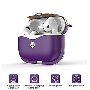 wenew Leather Case for Airpods Pro 2019, Glitter Sequin Sparkle Crystal Cute PU Protection Case Shockproof Drop Proof Protector Pouch Skin Metal Clasp Keychain (Purple)