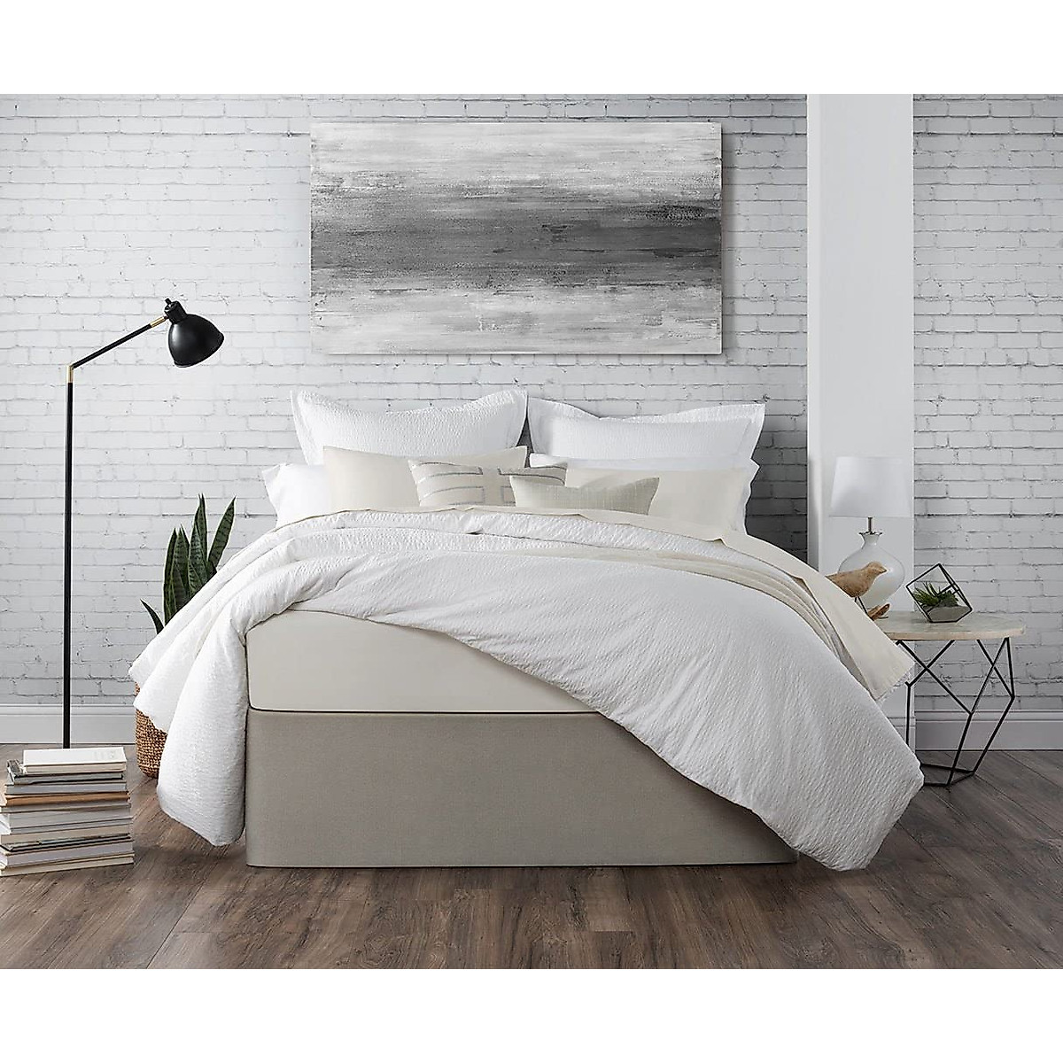 Standard Textile Circa Bed Wrap, Modern Bed Skirt Alternative with Bamboo Core, Haze, King/Cal King