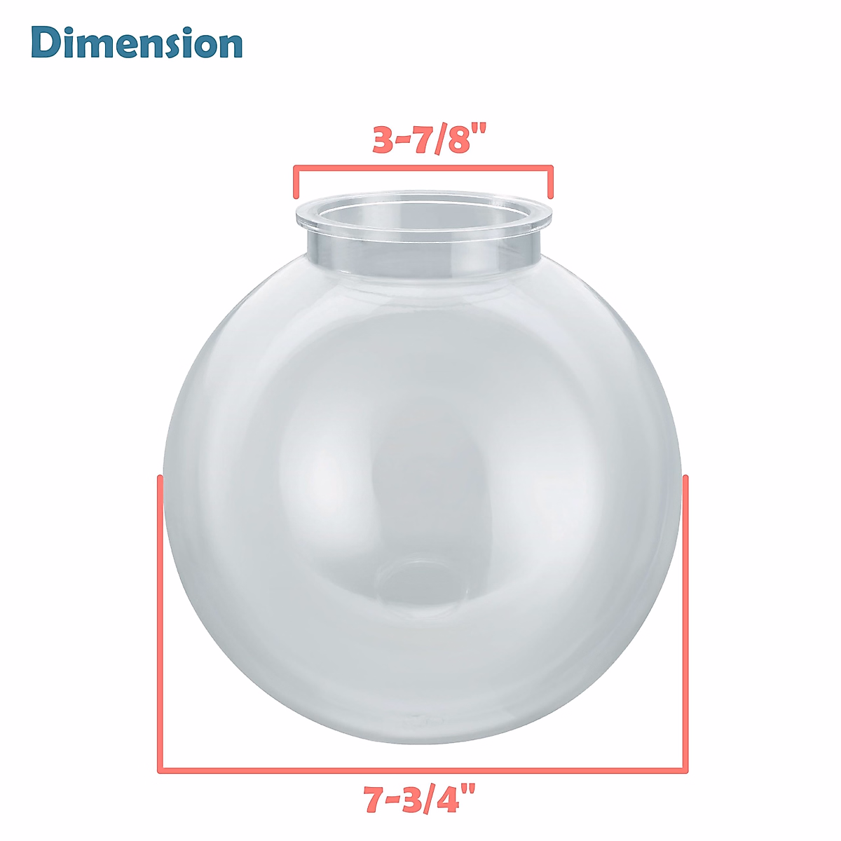 Aspen Creative 28002-60-41, 7-3/4" Clear Acrylic Replacement Lamp Post Globe with 3-7/8" Neck