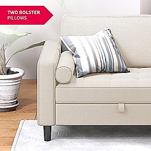 MUZZ 79" Sofa Bed, Linen Fabric Couch Bed, Sleeper Sofa Bed with Movable Backrest Cushion, Sleeper Sofa Couch for Living Room, Apartment, Small Spaces (Beige)