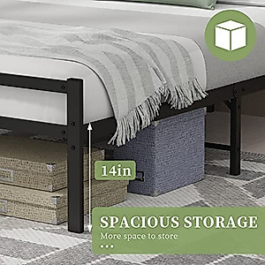Musen Queen Bed Frame with Headboard and Footboard, 14 Inch Platform with Storage, Heavy Duty Steel Metal Bed Frame No Box Spring Needed, Noise Free, Anti-Slip, Easy Assembly (Max Load: 1200lb)