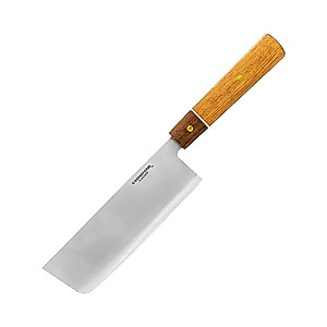 Condor Tool & Knife, Kondoru Kitchen Nakkiri 7" Hickory & Walnut Handle Leather Sheath Fixed Blade Knife
